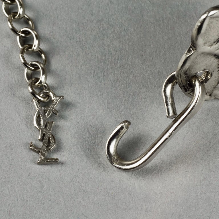 Vintage YVES SAINT LAURENT Ysl Snake Pattern Silver Choker Necklace For ...