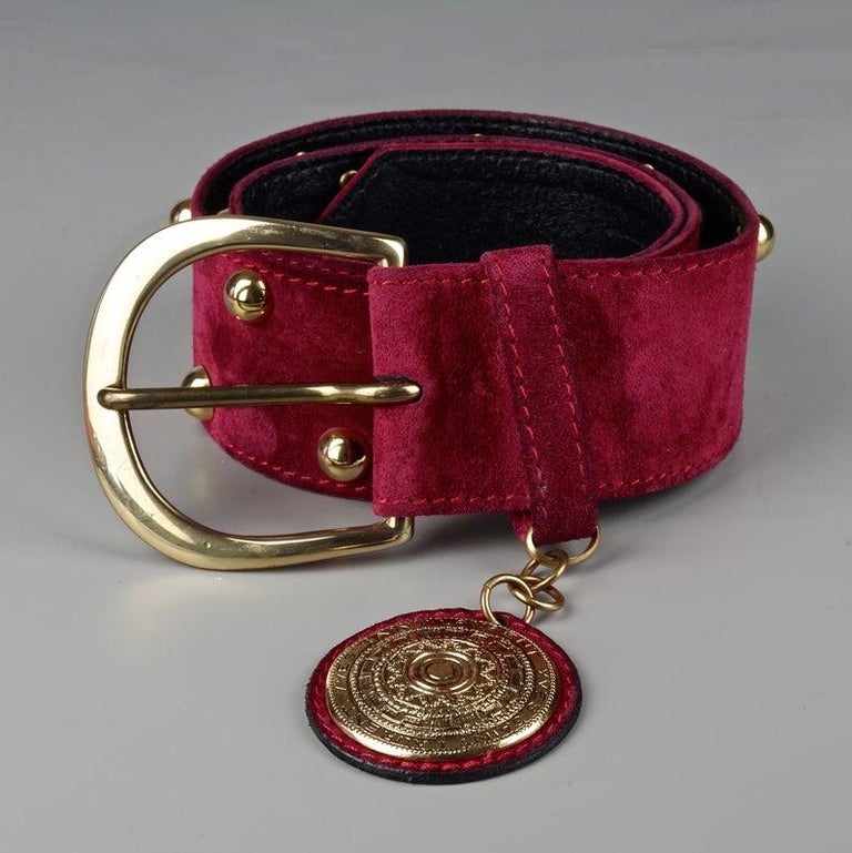 Vintage YVES SAINT LAURENT Ysl Studded Medallion Red Belt at 1stDibs ...