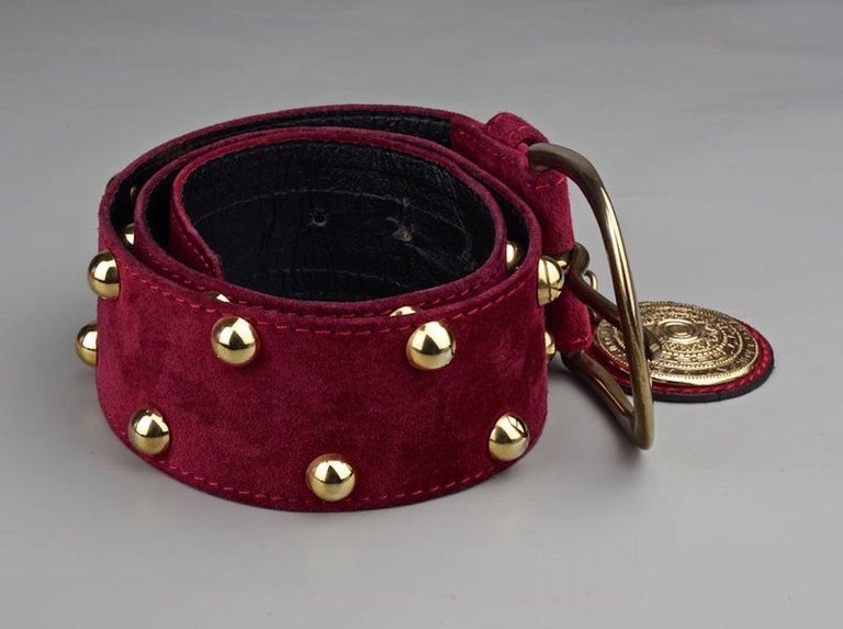Vintage YVES SAINT LAURENT Ysl Studded Medallion Red Belt at 1stDibs ...