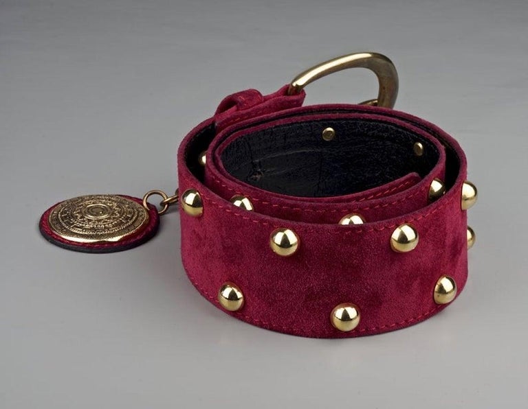 Vintage YVES SAINT LAURENT Ysl Studded Medallion Red Belt at 1stDibs ...