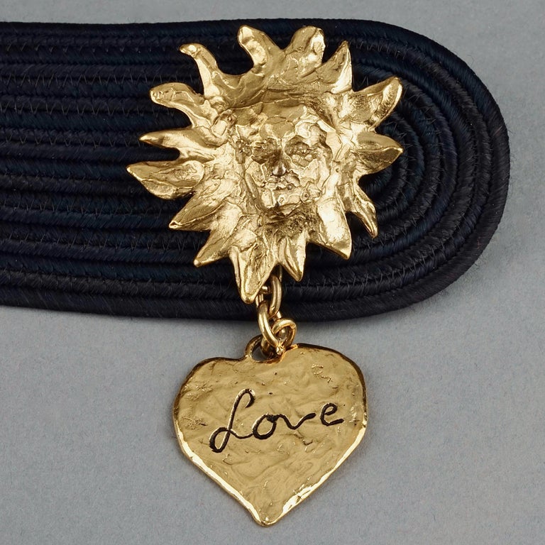 Vintage YVES SAINT LAURENT Ysl Sun Face Charm Black Passementerie Belt ...