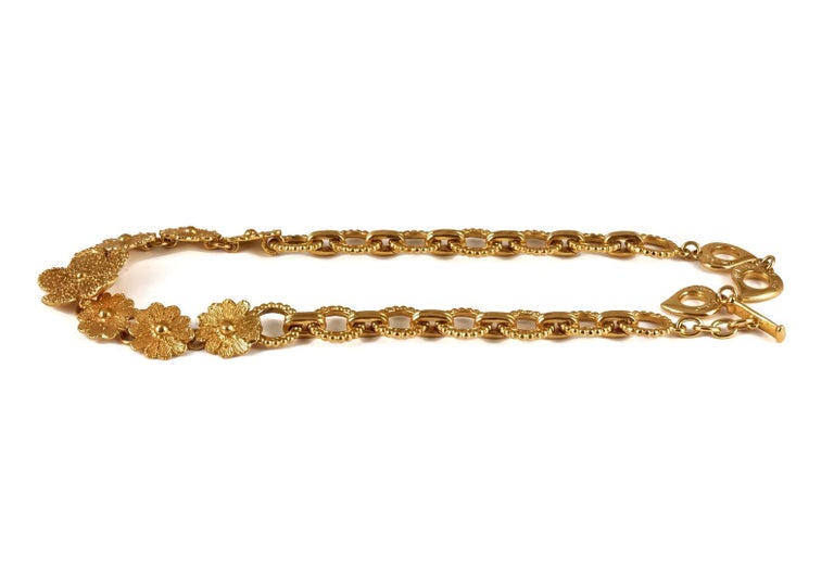 Vintage YVES SAINT LAURENT Ysl Textured Flower Chain Link Necklace at ...