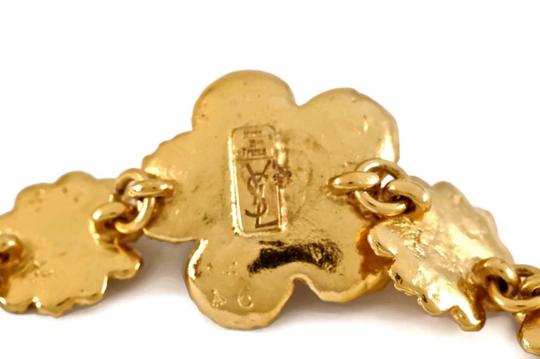 Vintage YVES SAINT LAURENT Ysl Textured Flower Chain Link Necklace at ...