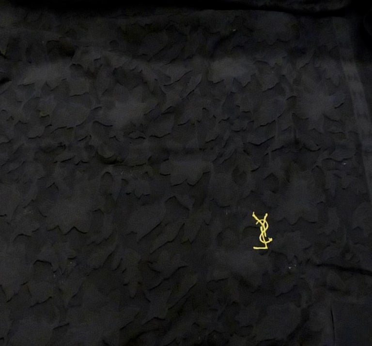 Vintage Yves St. Laurent YSL Black Silk Floral Pattern Scarf For Sale ...