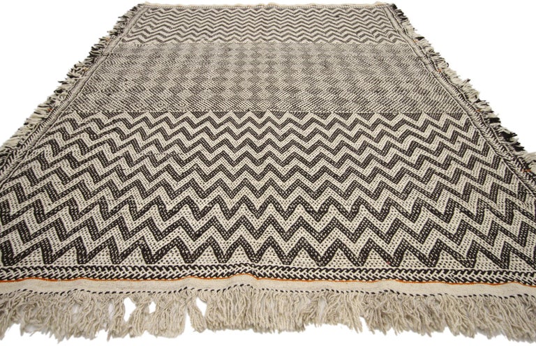 Vintage Zanafi Moroccan Kilim Rug with Zillij Style, Moroccan Tile ...