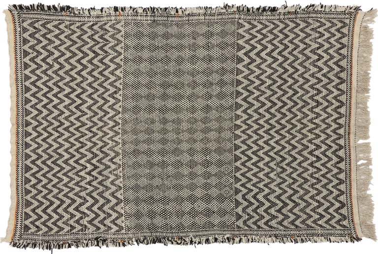 Vintage Zanafi Moroccan Kilim Rug with Zillij Style, Moroccan Tile ...