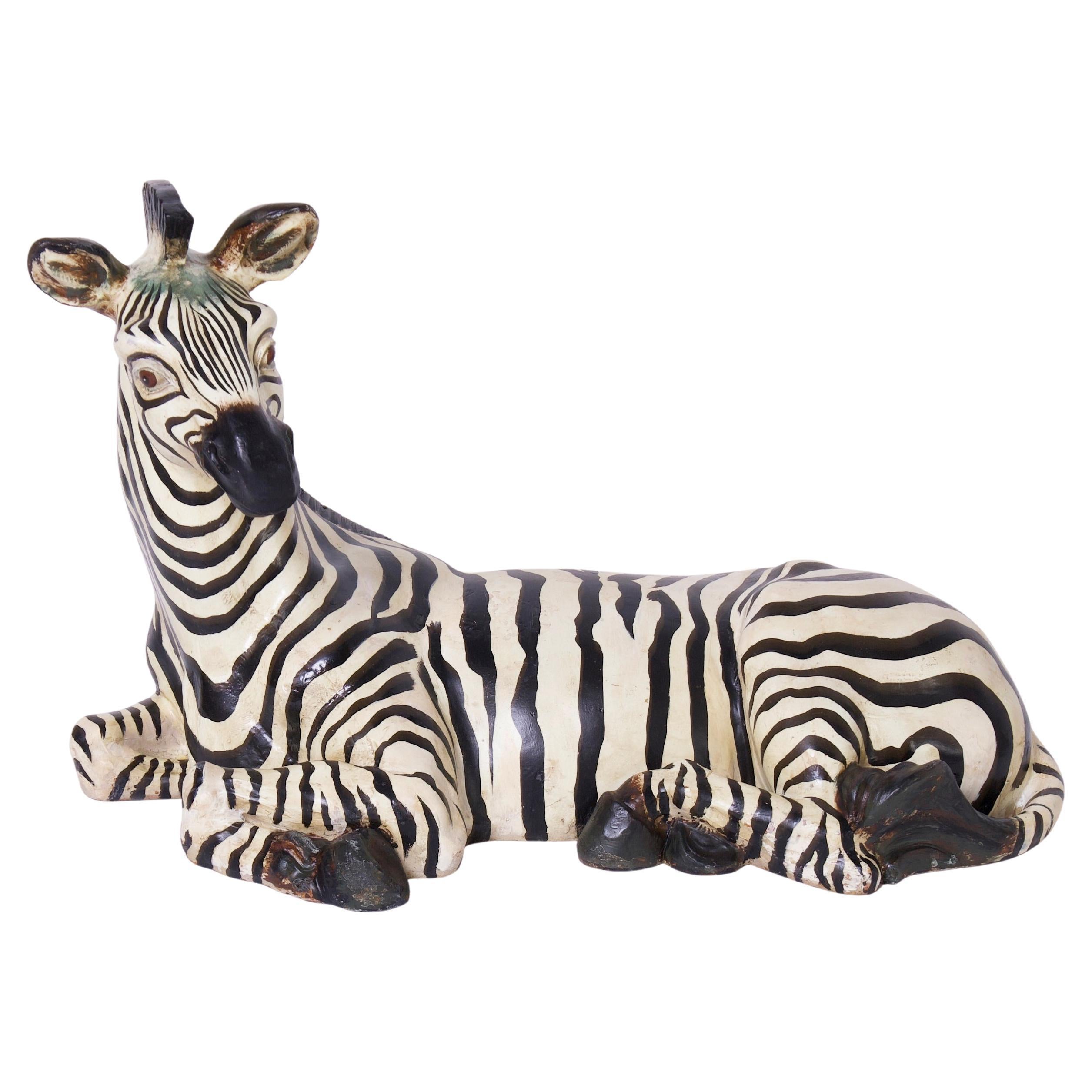 Vintage Zebra in Repose Sculpture or Figure For Sale at 1stDibs