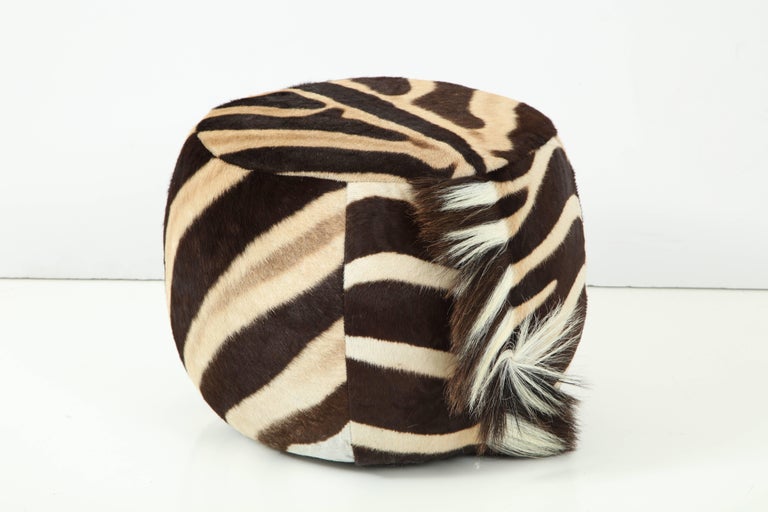 Vintage Zebra Ottoman at 1stDibs | brown zebra ottoman, zebra ottomans ...