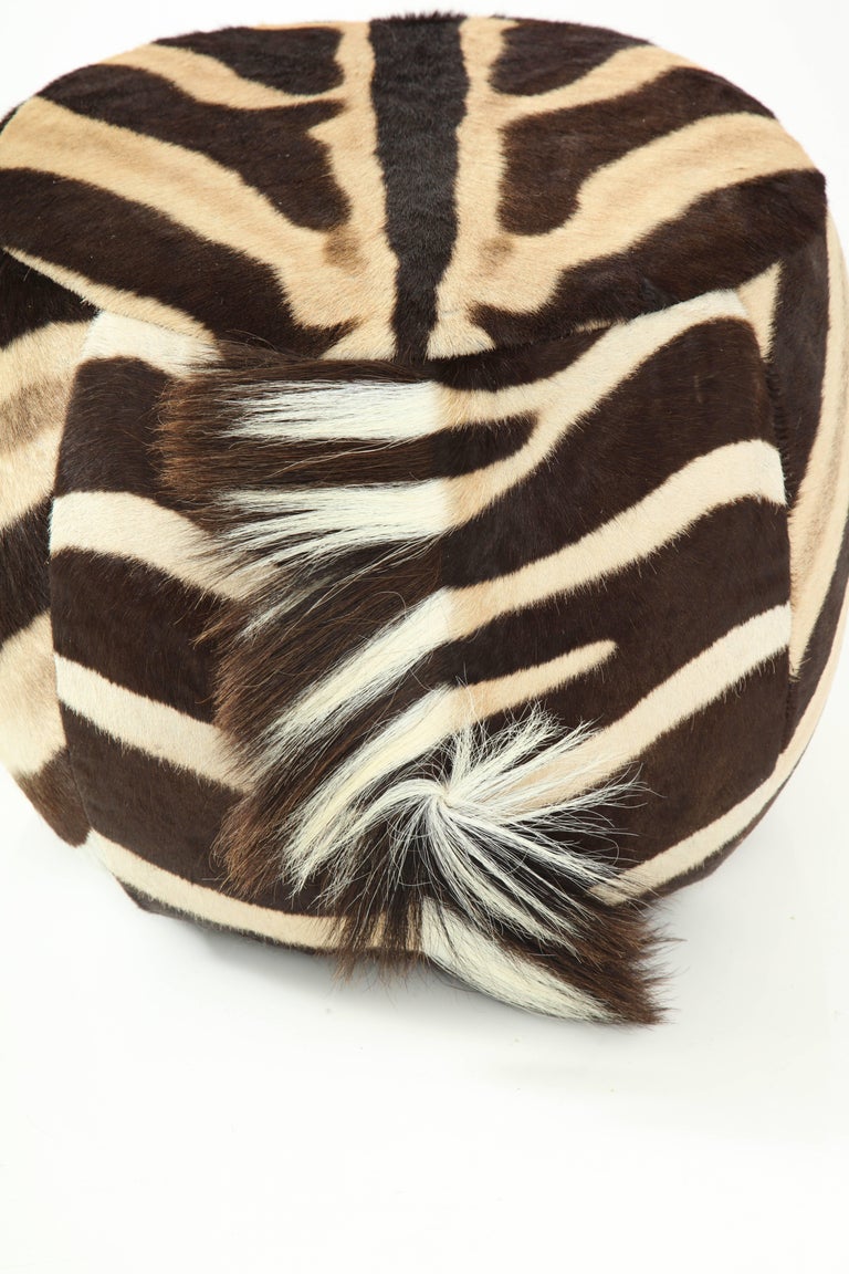 Vintage Zebra Ottoman at 1stDibs | brown zebra ottoman, zebra ottomans ...