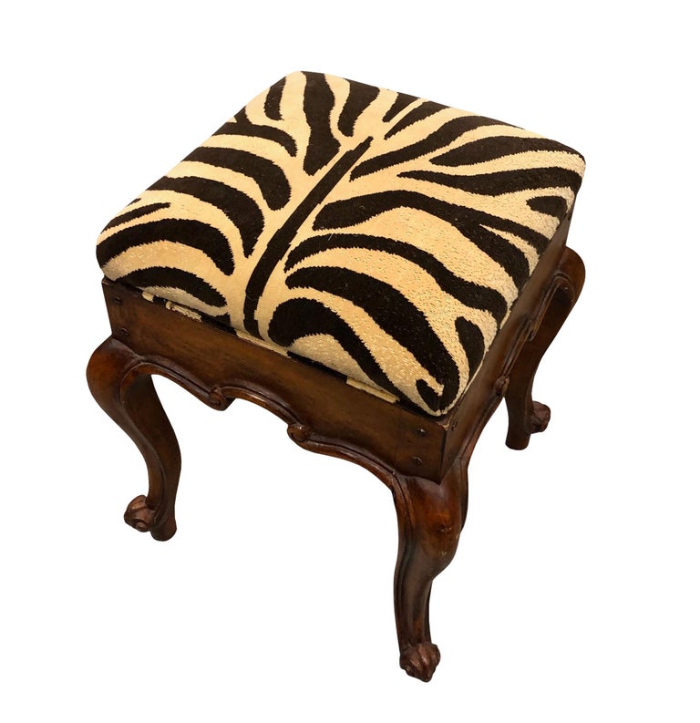 Vintage Zebra Stool For Sale at 1stDibs