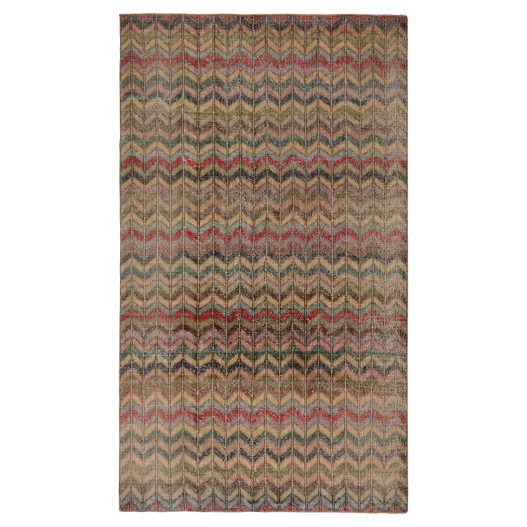 Vintage Zeki Muren Rug in Polychromatic Chevron Patterns, by Rug and ...