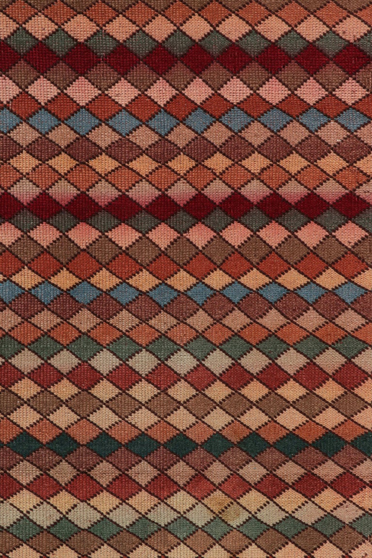 Vintage Zeki Müren Rug in Polychromatic Diamond Patterns, by Rug and ...