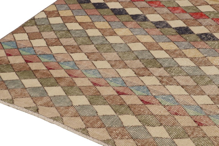 Vintage Zeki Müren Rug in Polychromatic Geometric Pattern, by Rug and ...