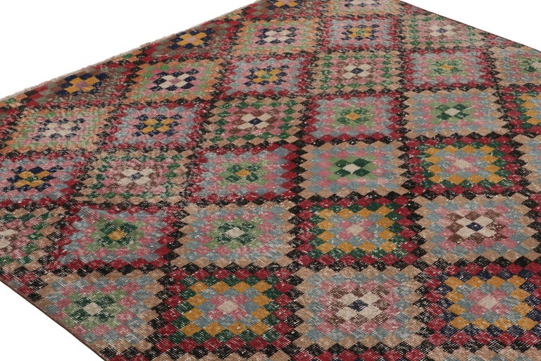 Vintage Zeki Müren Rug in Polychromatic Geometric Pattern, by Rug and ...