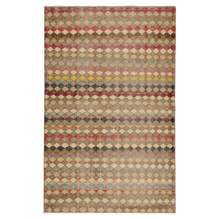 Vintage Zeki Müren Rug in Polychromatic Geometric Pattern, by Rug and ...
