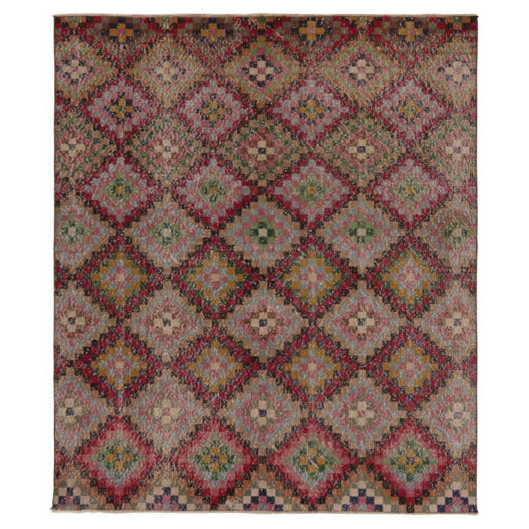 Vintage Zeki Müren Rug in Polychromatic Geometric Pattern, by Rug and ...