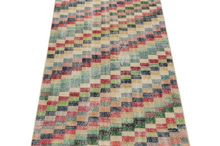 Vintage Zeki Müren Rug in Polychromatic Geometric Patterns, by Rug and ...