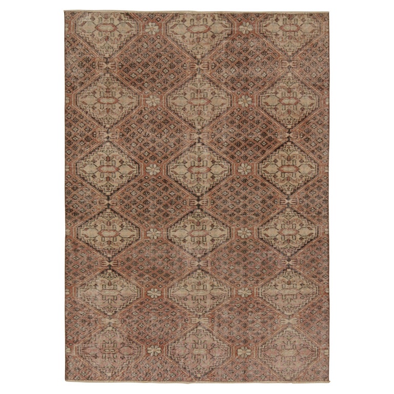 Vintage Zeki Müren rug in Rust with Beige Medallion Patterns, by Rug and Kilim For Sale at 1stDibs