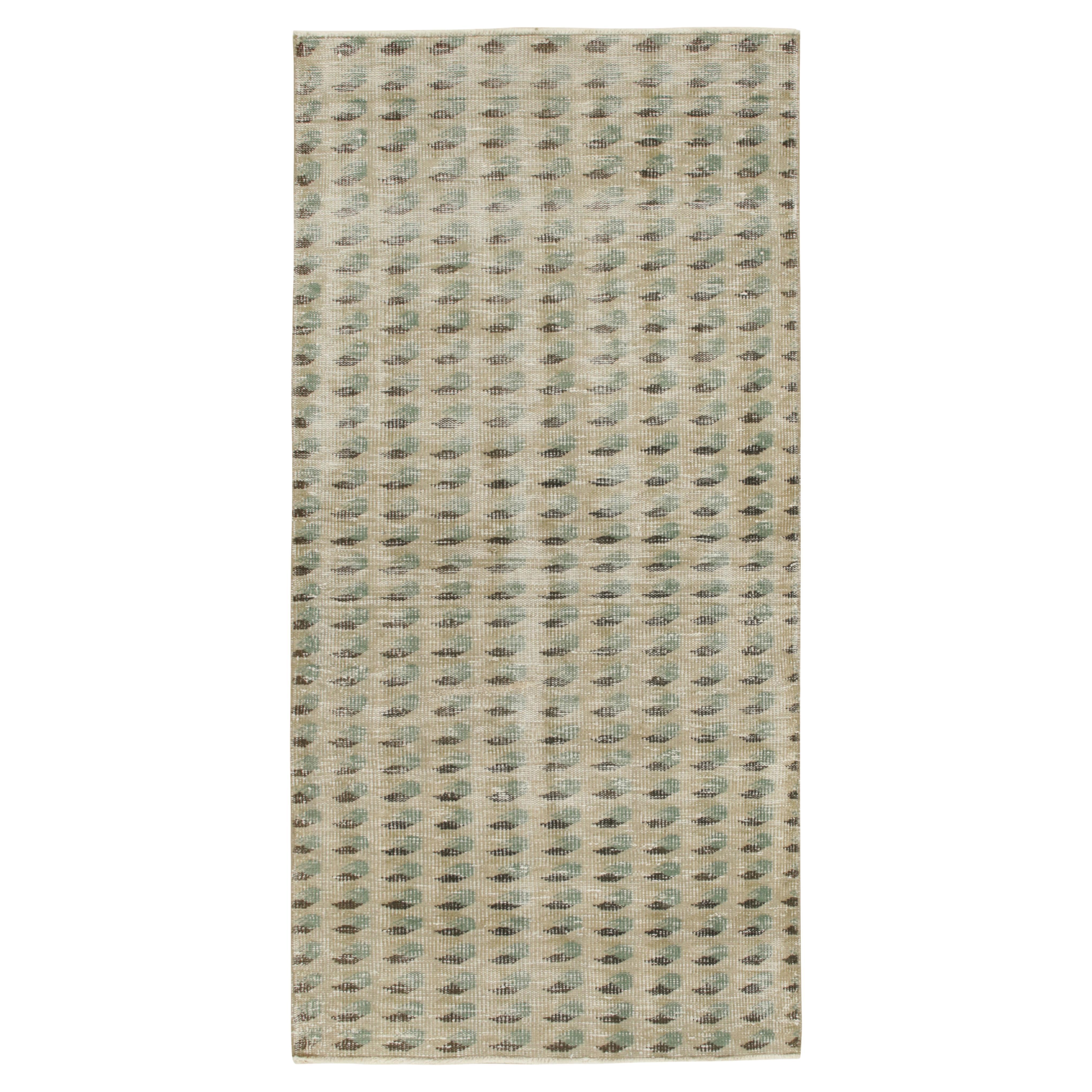 Vintage Zeki Muren Runner in Beige and Gold Geometric Pattern, by Rug ...