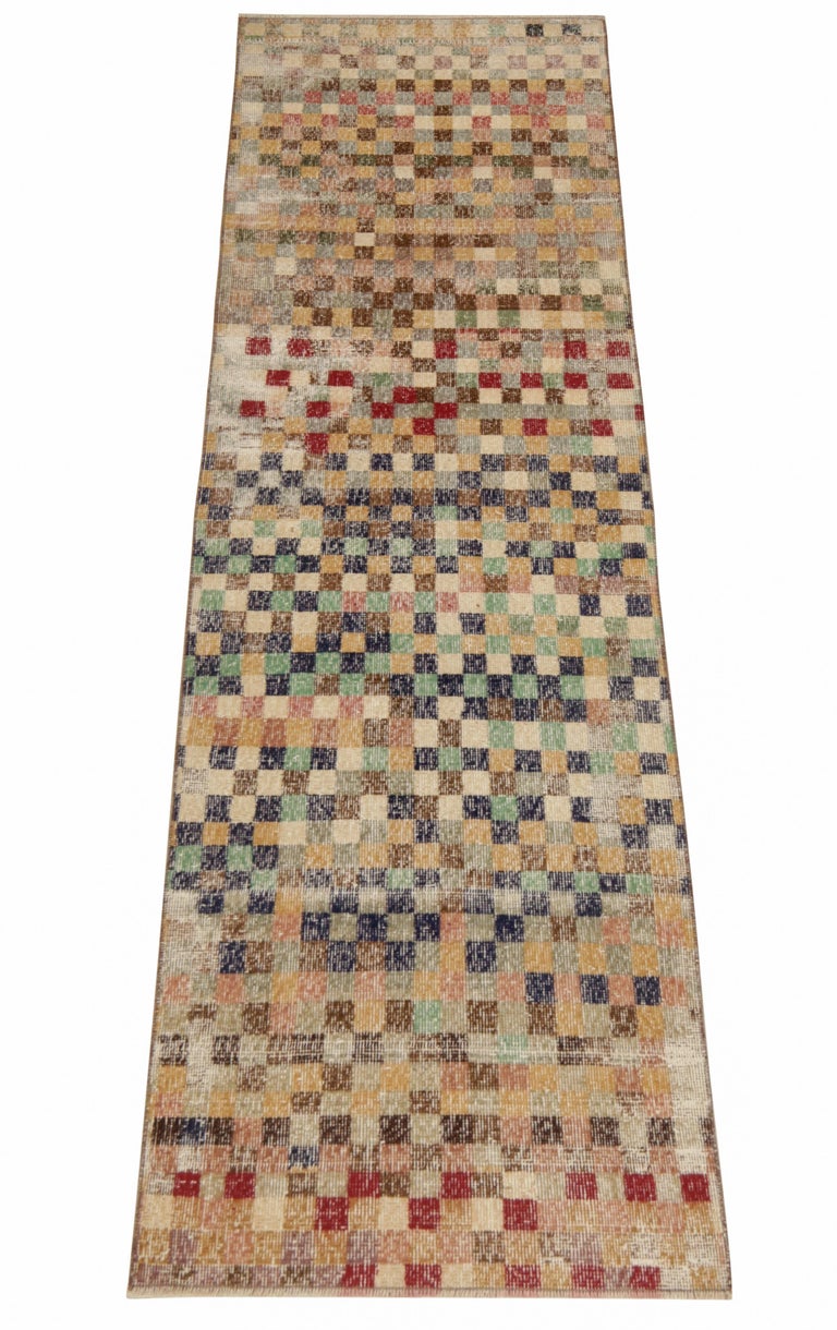Vintage Zeki Muren Runner in Polychromatic Geometric Pattern, by Rug ...
