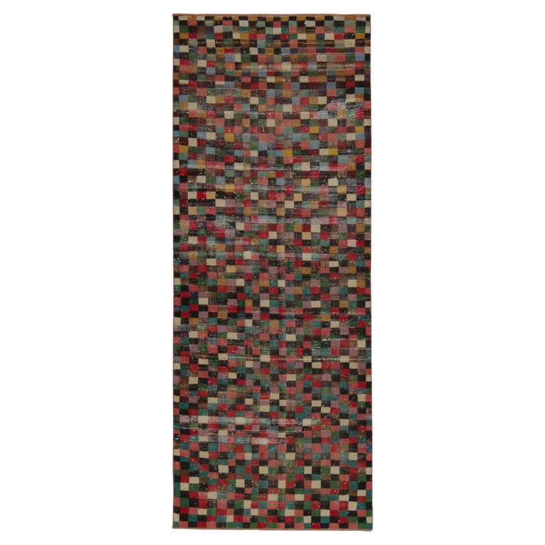Vintage Zeki Muren Runner in Polychromatic Geometric Pattern, by Rug ...