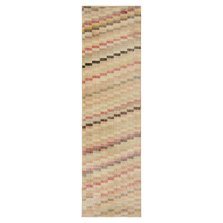 Vintage Zeki Muren runner in Polychromatic Geometric Pattern, by Rug ...