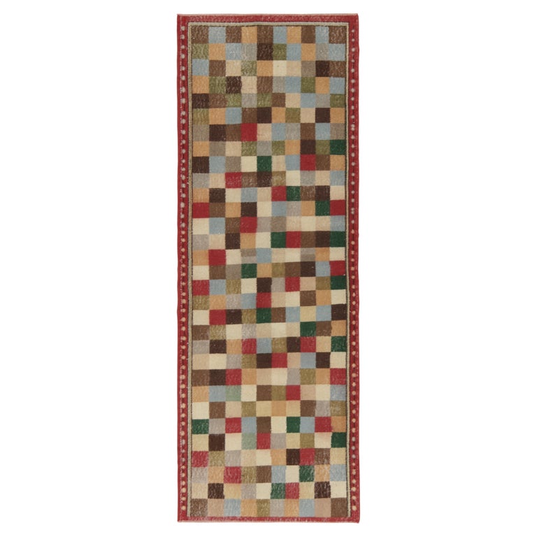 Vintage Zeki Muren Runner in Polychromatic Geometric Pattern, by Rug ...