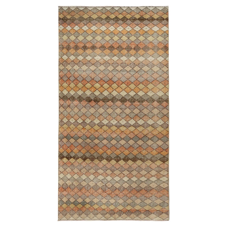 Vintage Zeki Muren Runner in Polychromatic Geometric Pattern, by Rug ...