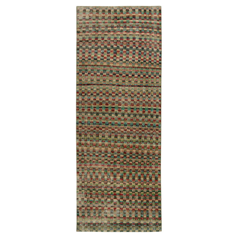Vintage Zeki Muren Runner in Polychromatic Geometric Pattern, by Rug ...