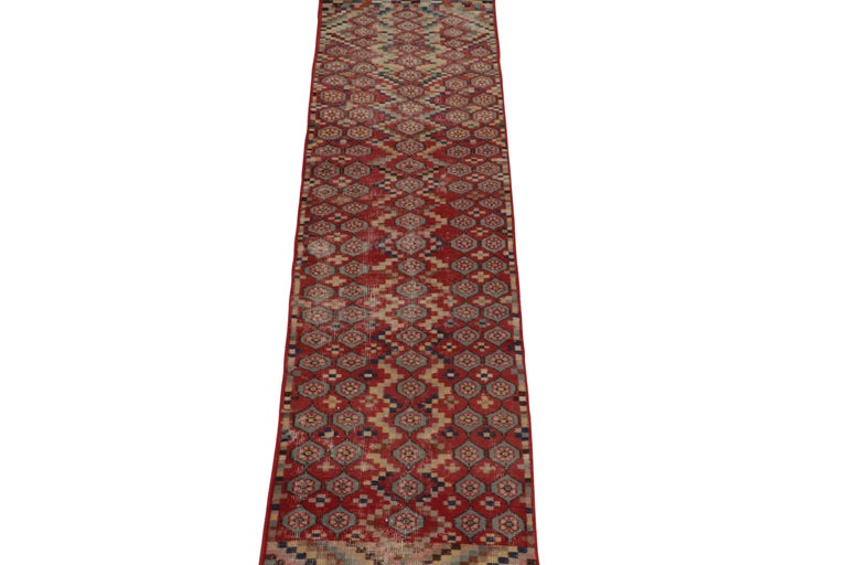 Vintage Zeki Müren runner in Red with Blue Geometric Pattern, by Rug ...
