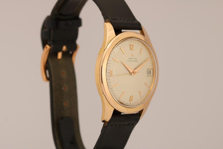 Vintage Zenith 18kt Rose Gold Wristwatch Bumper Automatic Movement ...