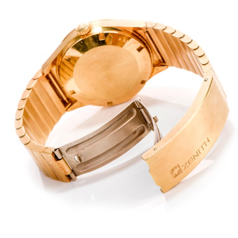 Vintage Zenith Defy Surf 18 Karat Gold Deluxe Automatic Watch For Sale ...