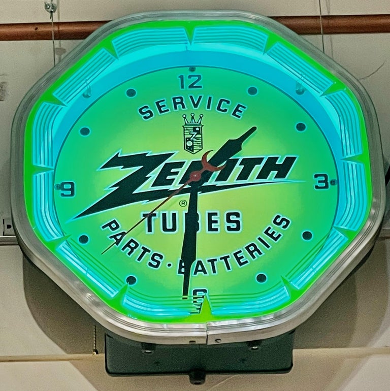 Vintage Zenith Radio Art Deco Neon Clock at 1stDibs | neon uhr, neon ...