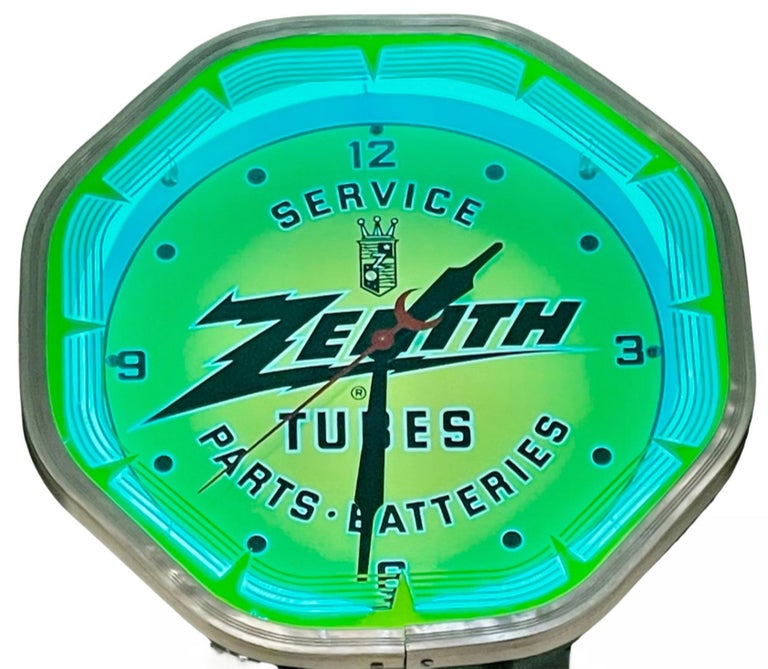 Vintage Zenith Radio Art Deco Neon Clock at 1stDibs | neon uhr, neon ...