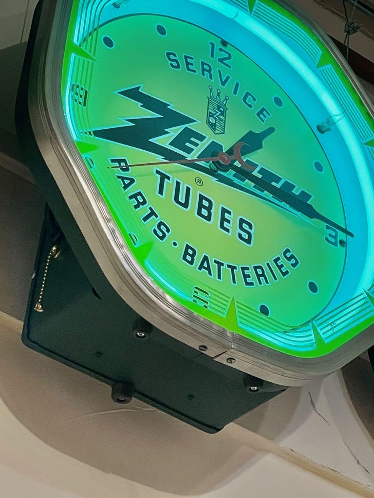 Vintage Zenith Radio Art Deco Neon Clock at 1stDibs | neon uhr, neon ...