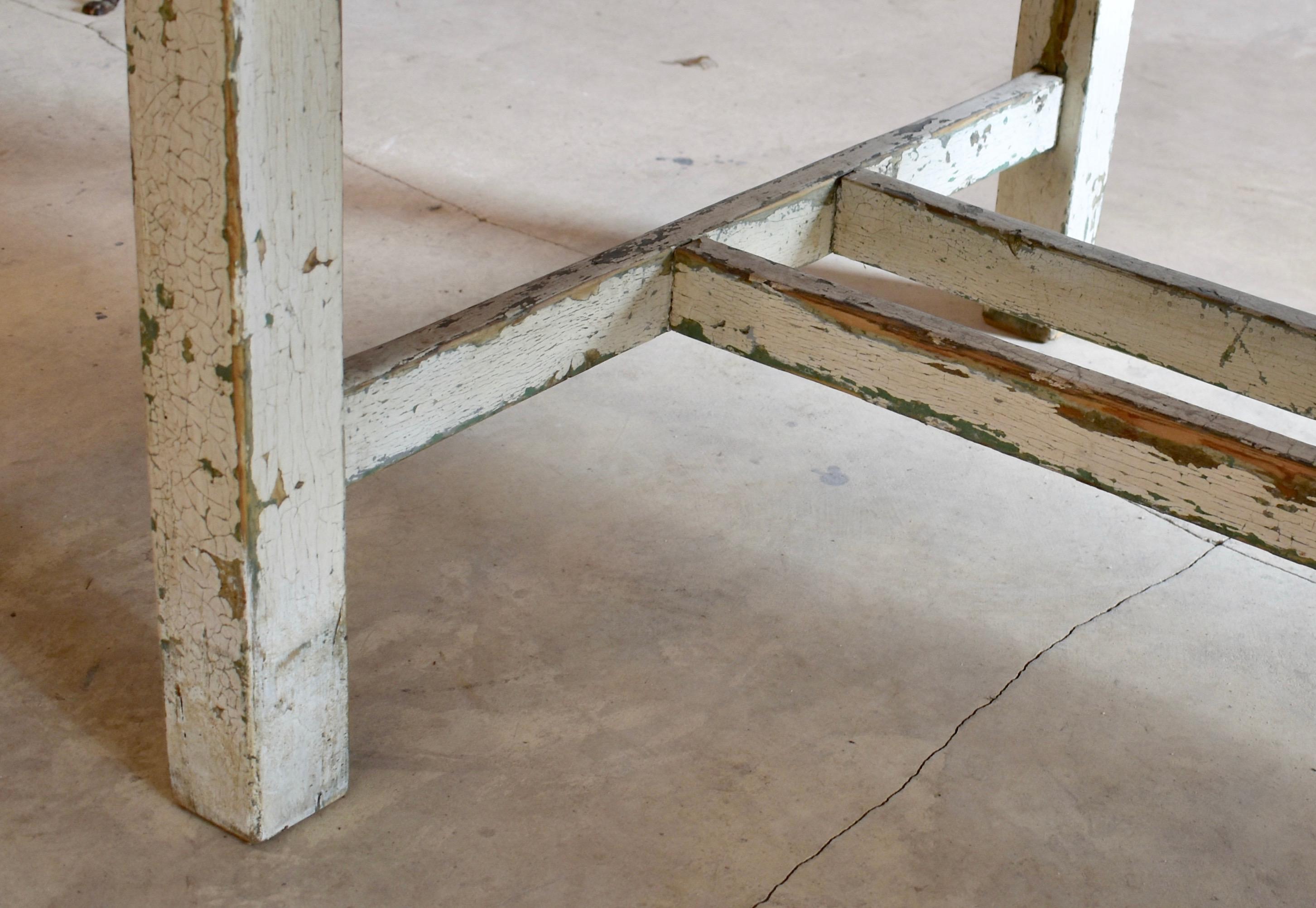 Vintage Zinc-Top Stretcher-Base Work Table at 1stDibs