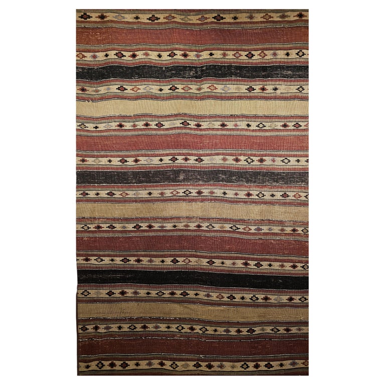 Early 1900s Persian Shahsavan Kilim with Southwestern Earth Tone Colors ...