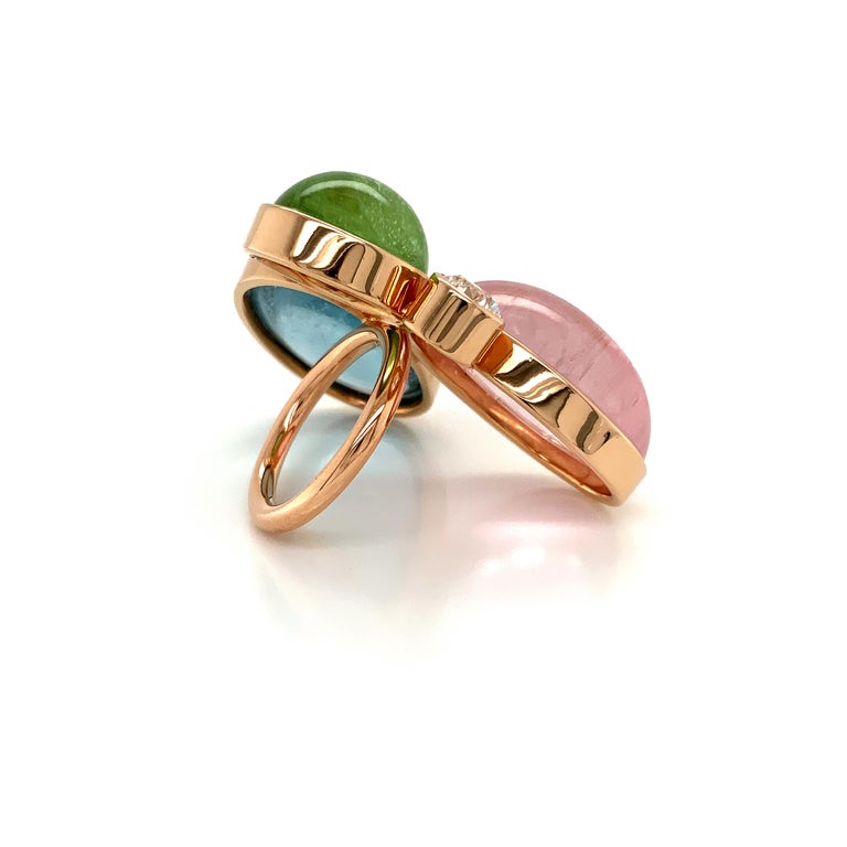 Georg Spreng - Viola Ring 18K Gold Peridot, blue Aquamarine, Tourmaline ...