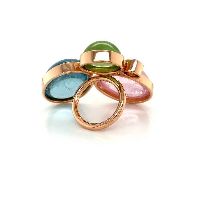 Georg Spreng - Viola Ring 18K Gold Peridot, blue Aquamarine, Tourmaline ...
