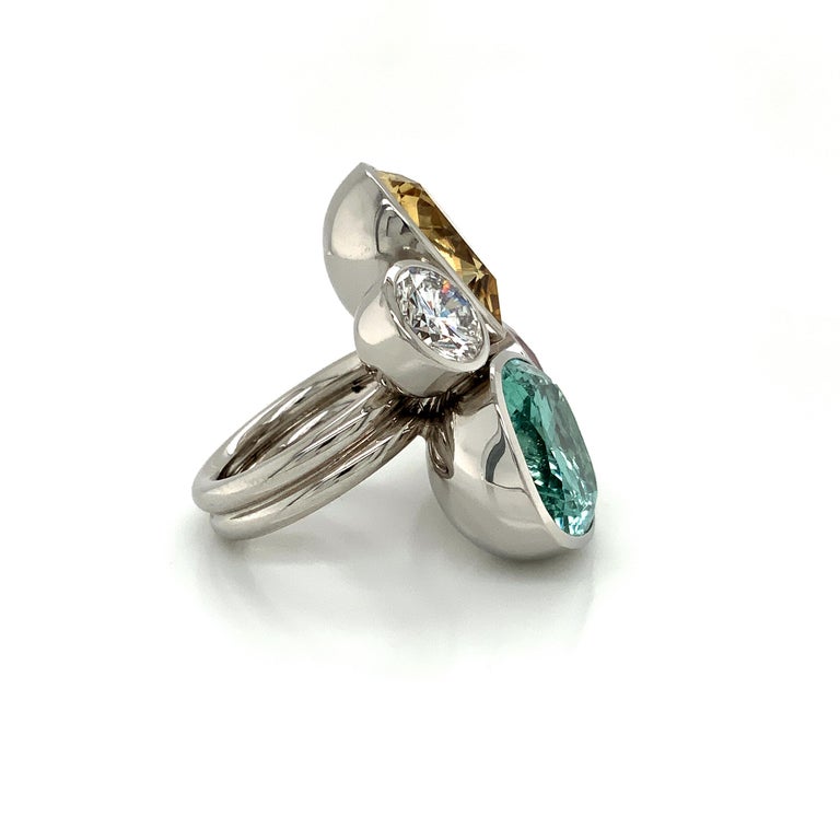 Georg Spreng - Viola Ring Platinum 950 Gold Beryl, Tourmaline, Beryl ...