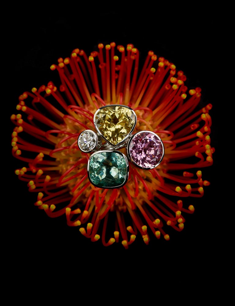 Georg Spreng - Viola Ring Platinum 950 Gold Beryl, Tourmaline, Beryl ...