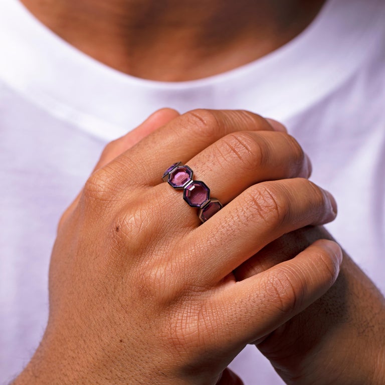 Customizable Violet Amethyst Russell Ring in 18 Karat Black Gold For ...