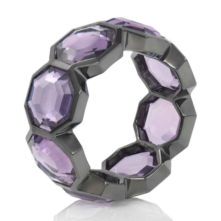 Customizable Violet Amethyst Russell Ring in 18 Karat Black Gold For ...