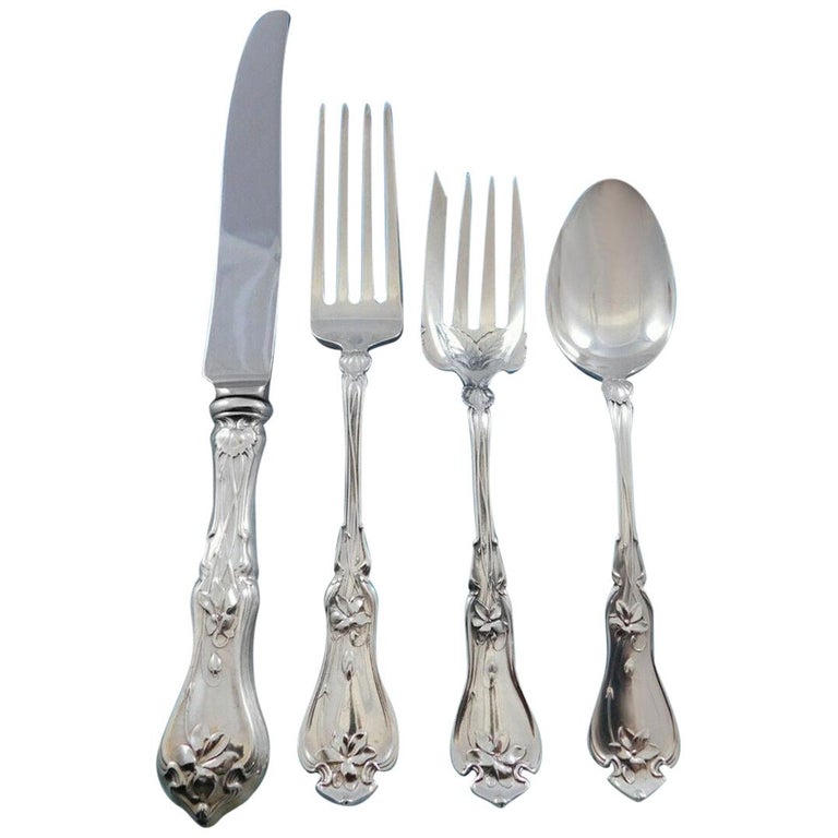 Violet by Whiting Sterling Silver Flatware Set For 6 Service 24 Pieces ...
