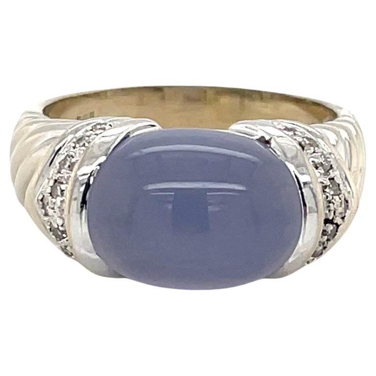 Violet Chalcedony 14 Karat White Gold Ring W Diamond Accents For Sale ...