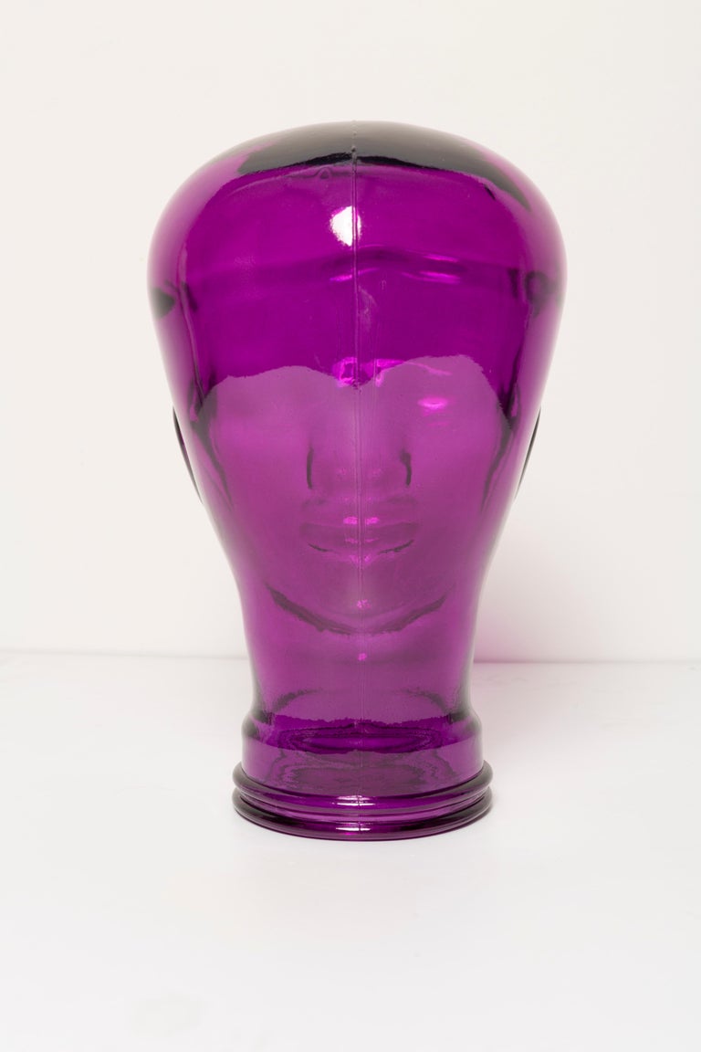 Violet Purple Vintage Decorative Mannequin Glass Head Sculpture, 1970s ...
