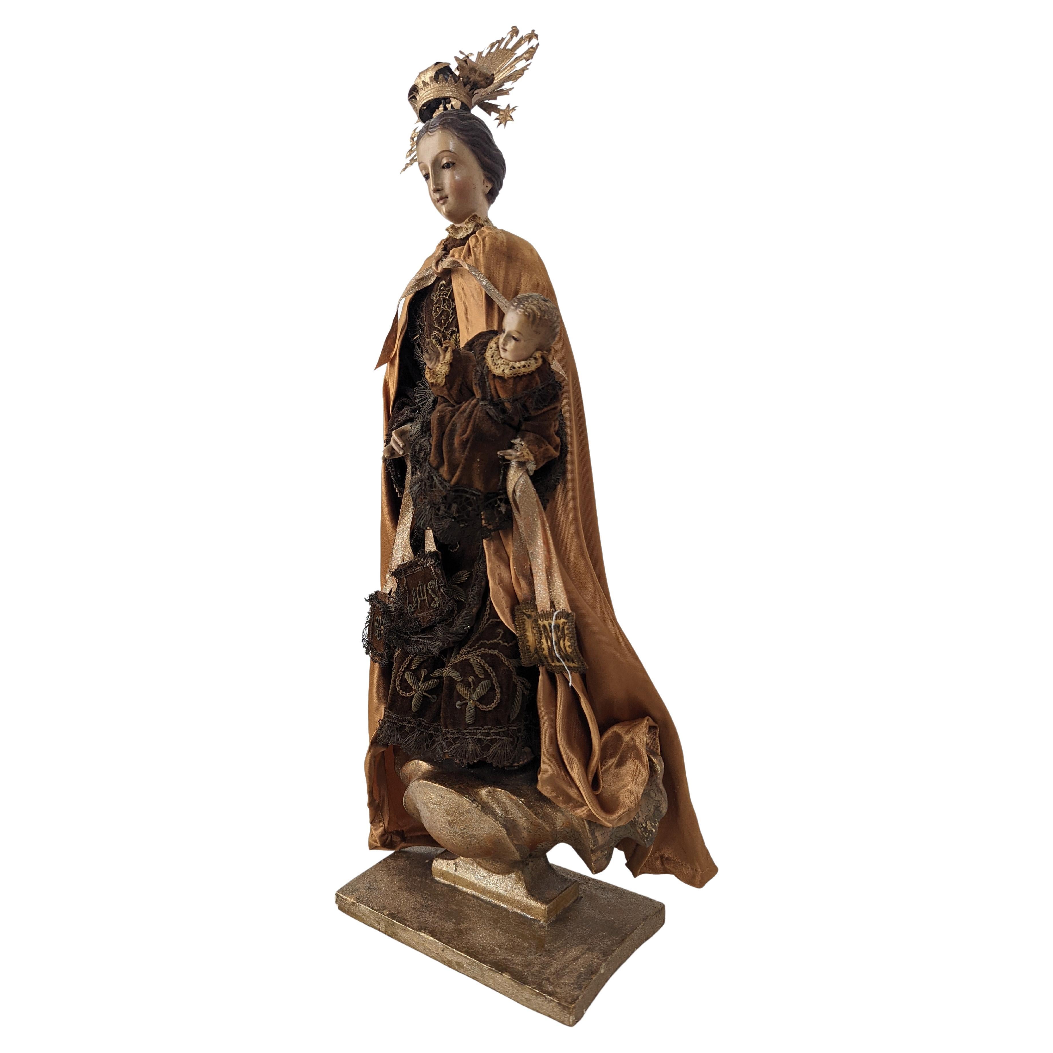Sculpture of Mother Mary with Jesus, 19th Century For Sale at 1stDibs