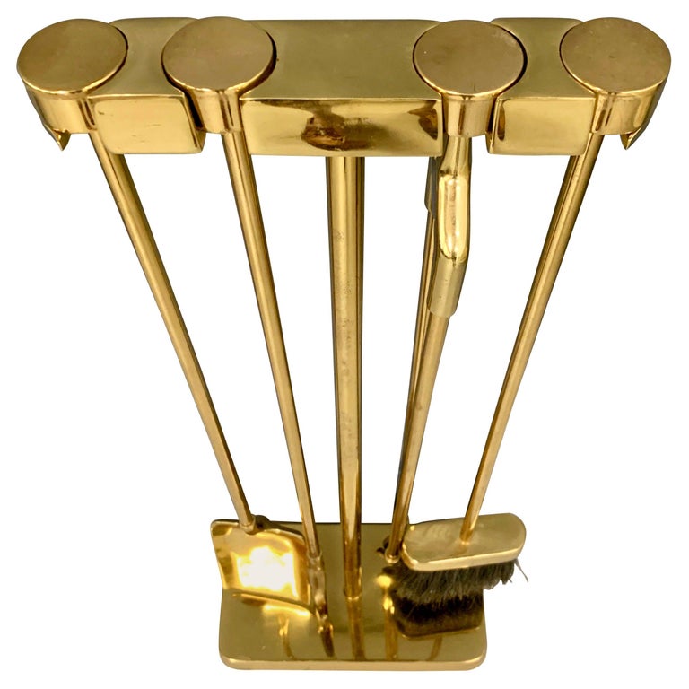Virginia Metalcrafters Brass 1970s Modernist Fireplace Tool Set at ...