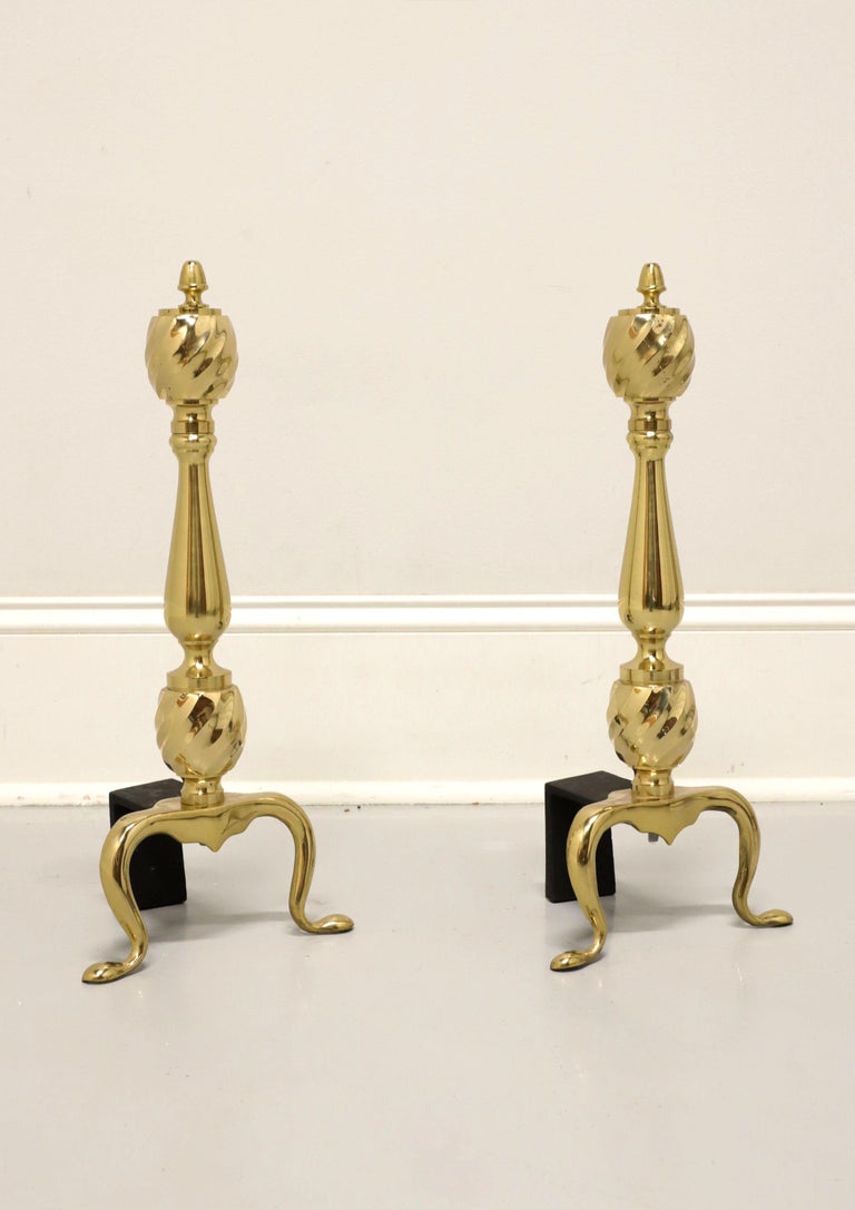 VIRGINIA METALCRAFTERS Brass and Metal Traditional Fireplace Andirons ...