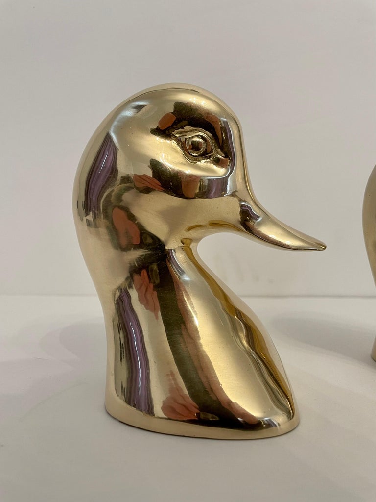 Virginia Metalcrafters Style Brass Duck Bookends For Sale at 1stDibs